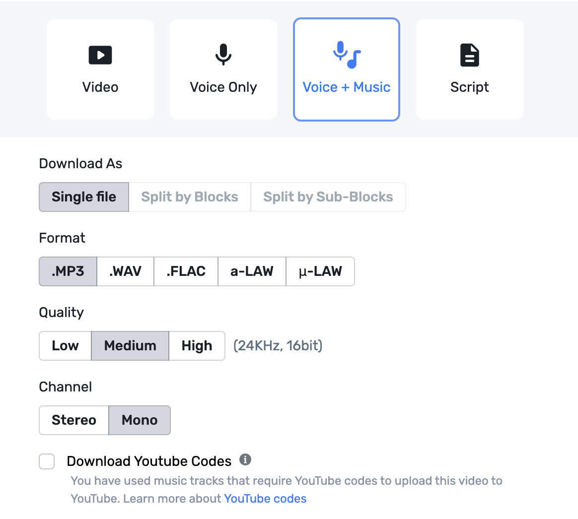 Voice + Music Export